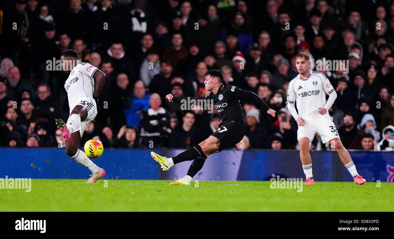 Manchester City's Phil Foden scoring his sides third goal during the ...