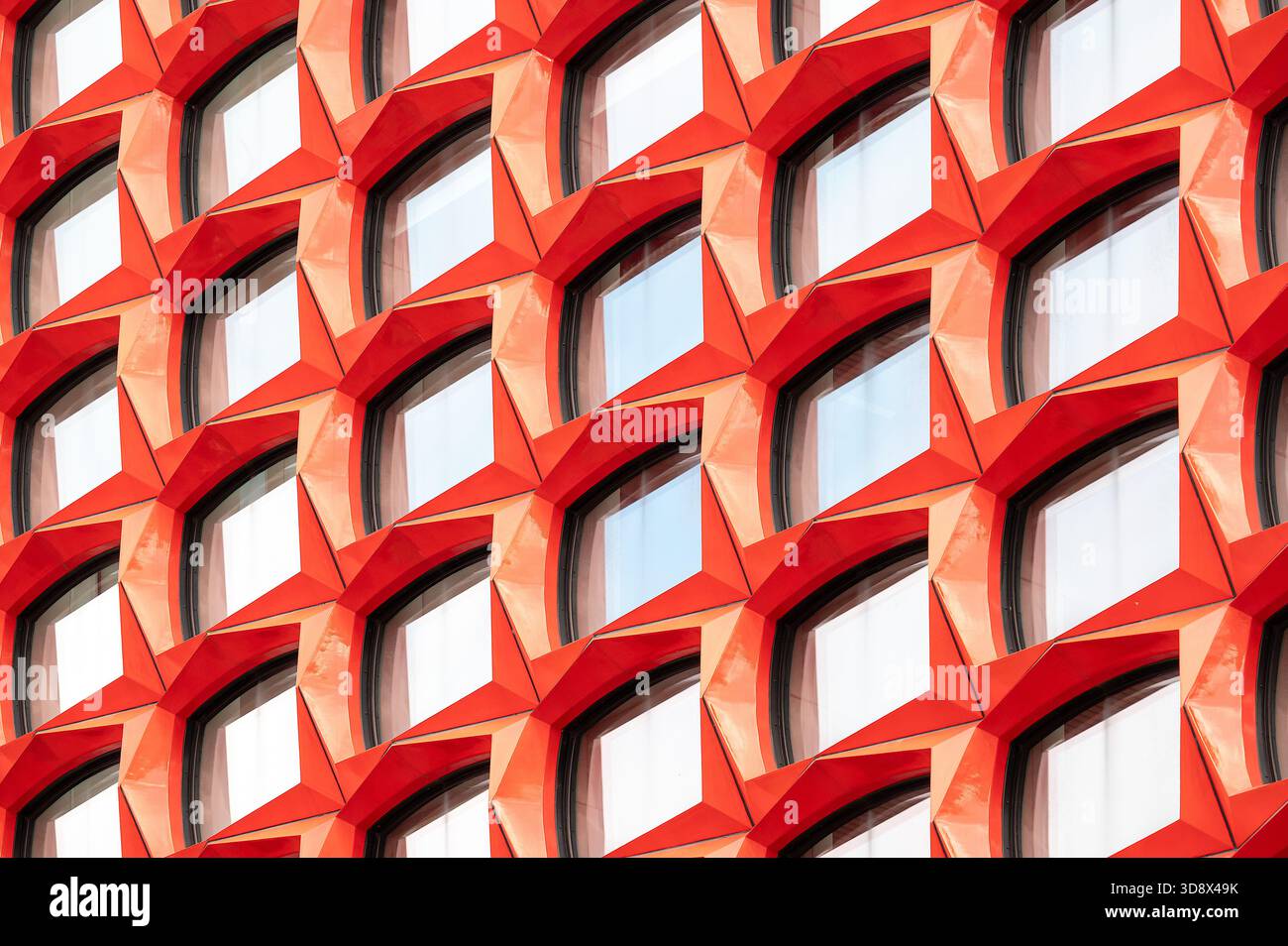 Close-up architectural detail of the SABAM headquarters on Rue d’Arlon ...