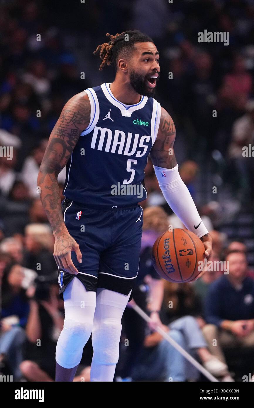 Dallas Mavericks guard D'Angelo Russell works the floor during the ...