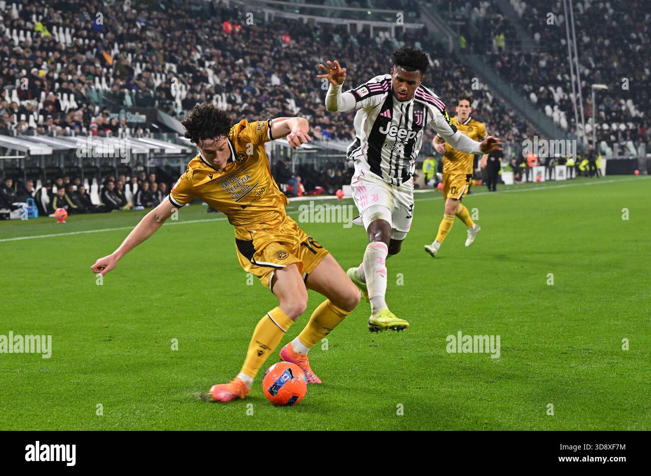 Matteo Palma of Udinese Calcio challenged by Juan Cabal of Juventus FC ...