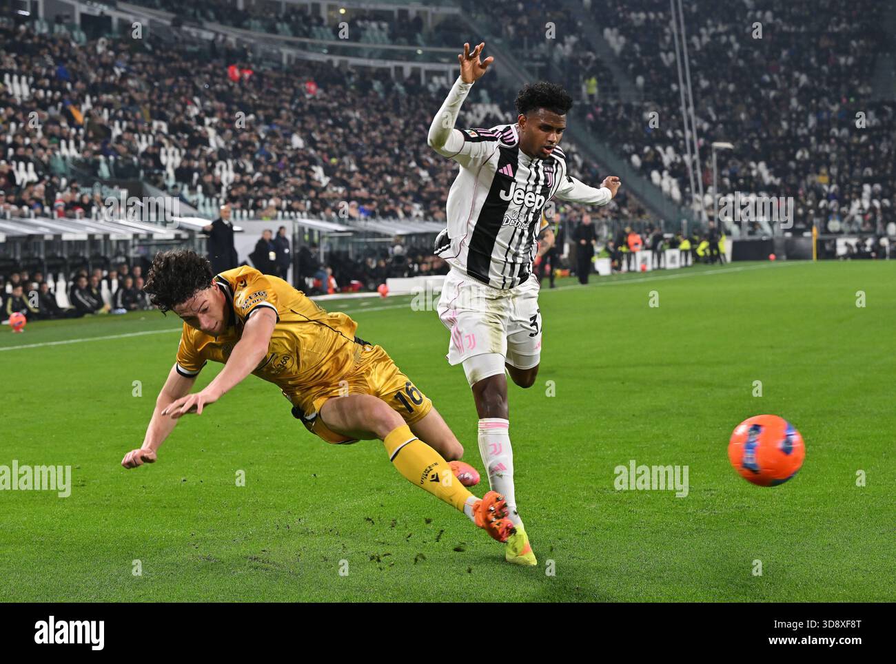 Matteo Palma of Udinese Calcio challenged by Juan Cabal of Juventus FC ...