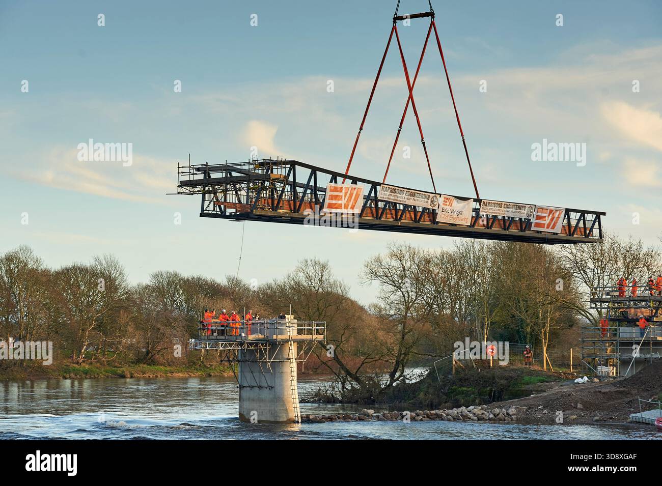 Section of the new Tram Bridge over the River Ribble at Preston is ...