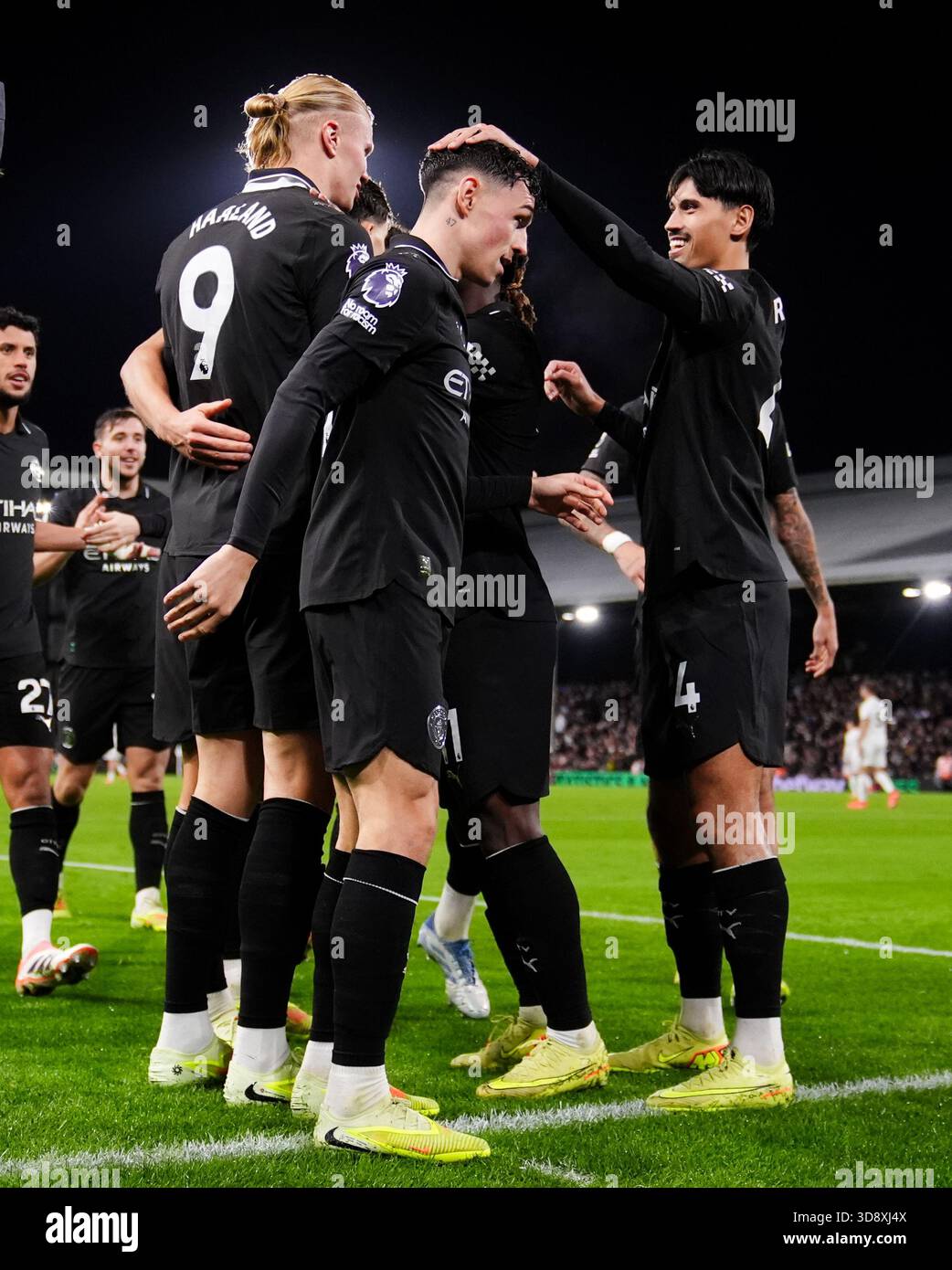 Manchester City's Phil Foden celebrates scoring his sides fourth goal ...
