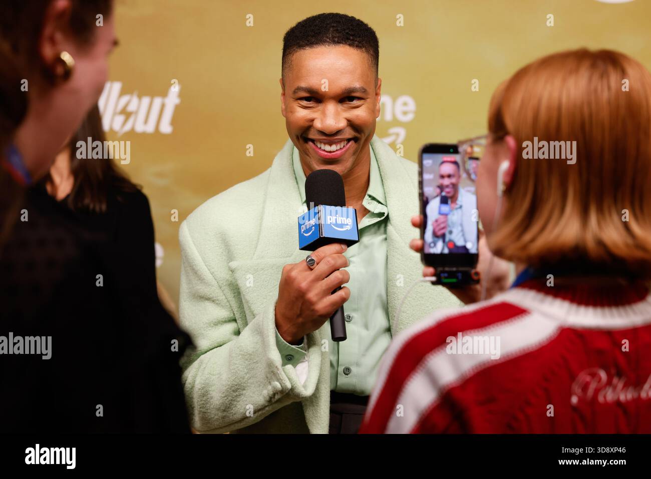 Aaron Moten is interviewed upon arrival at the season two screening of ...