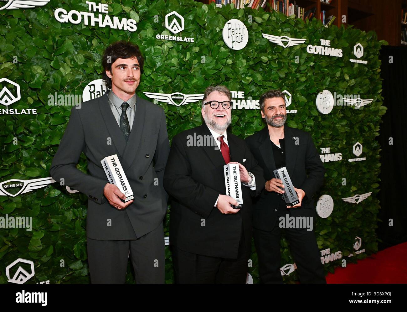 Jacob Elordi, left, Guillermo del Toro, Oscar Isaac and J.J. Abrams ...