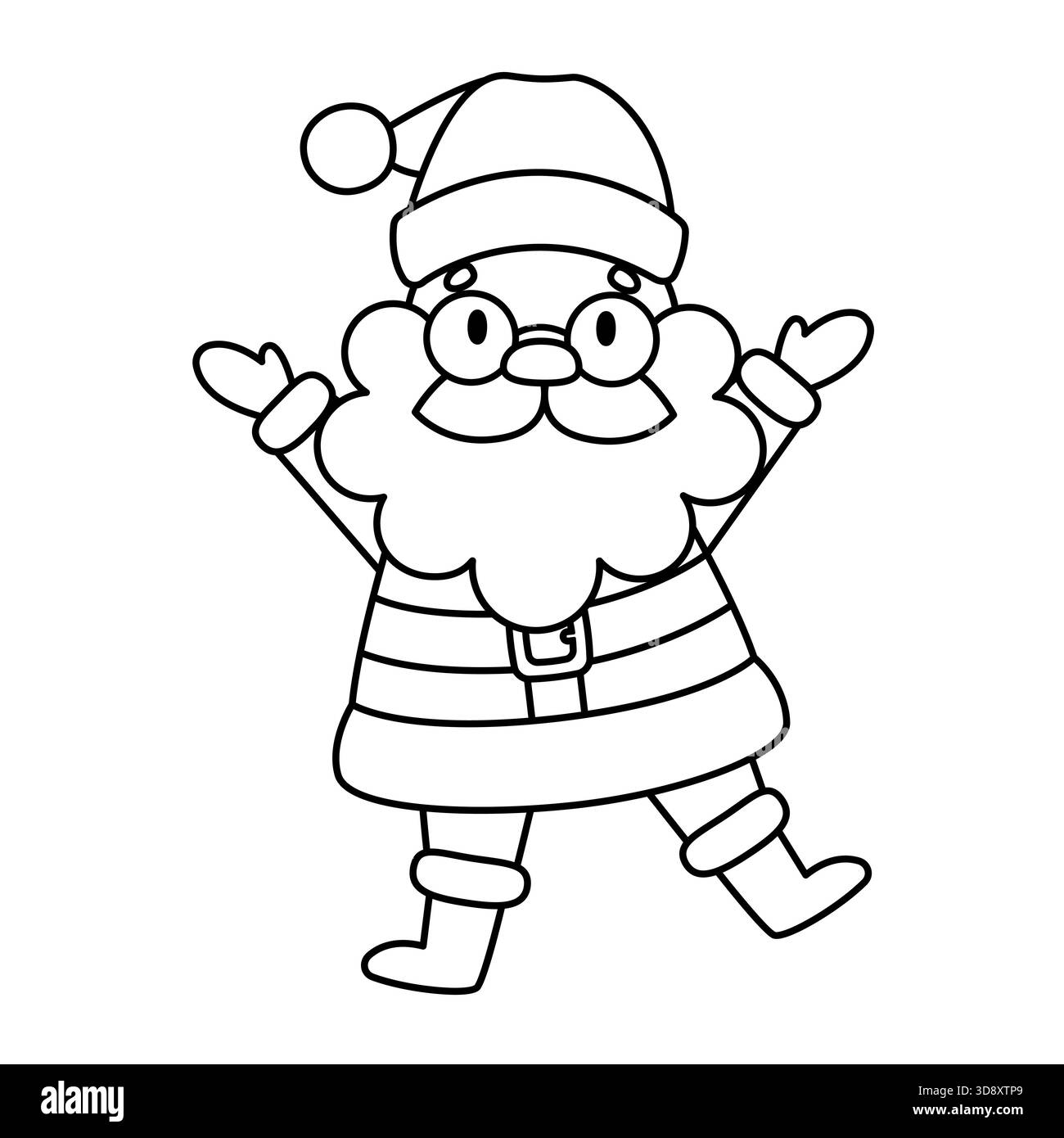 Cute cartoon Santa. Colouring page. Isolated white background. Vector ...