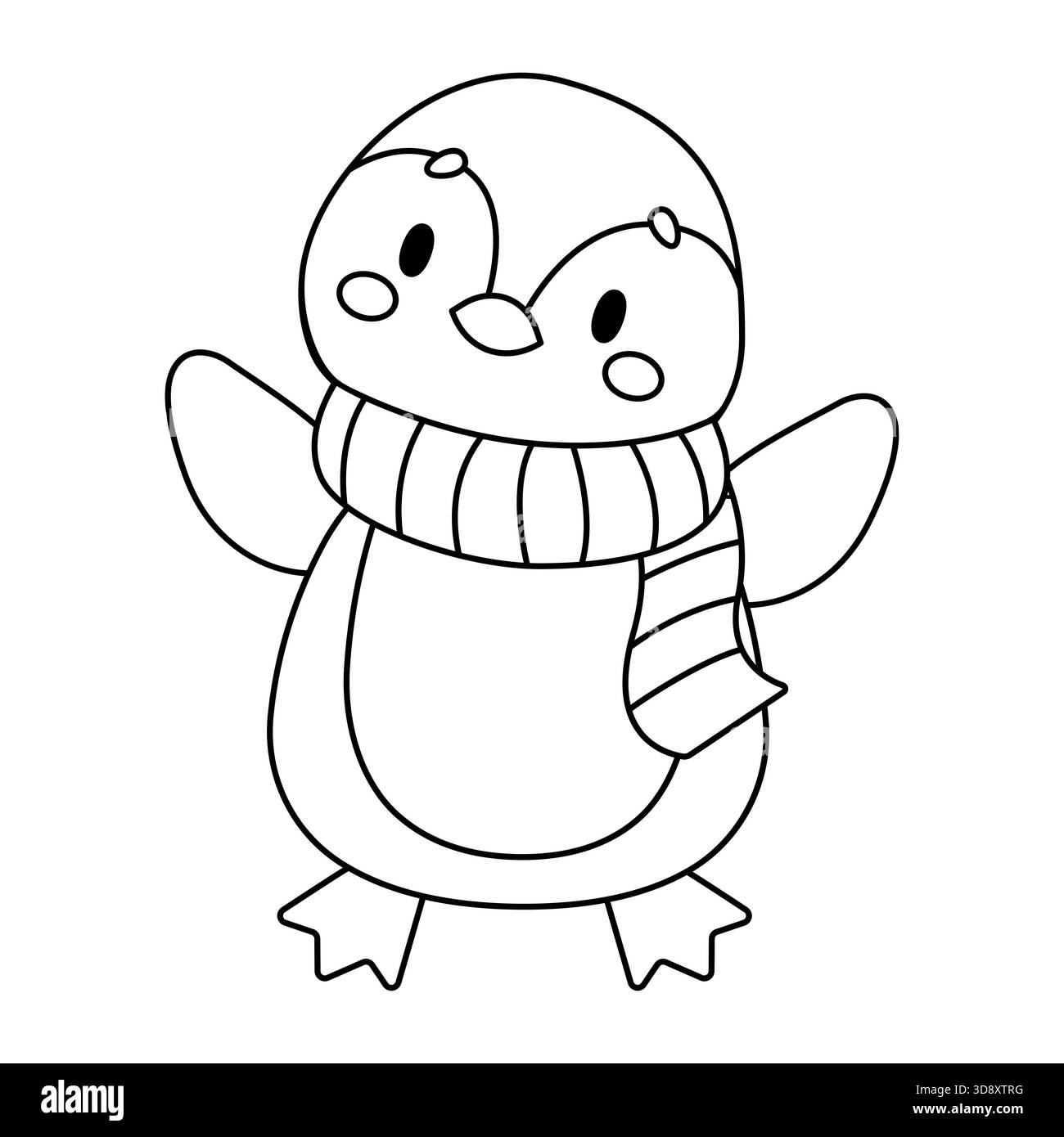 Cute cartoon penguin. Colouring page. Isolated white background. Vector ...