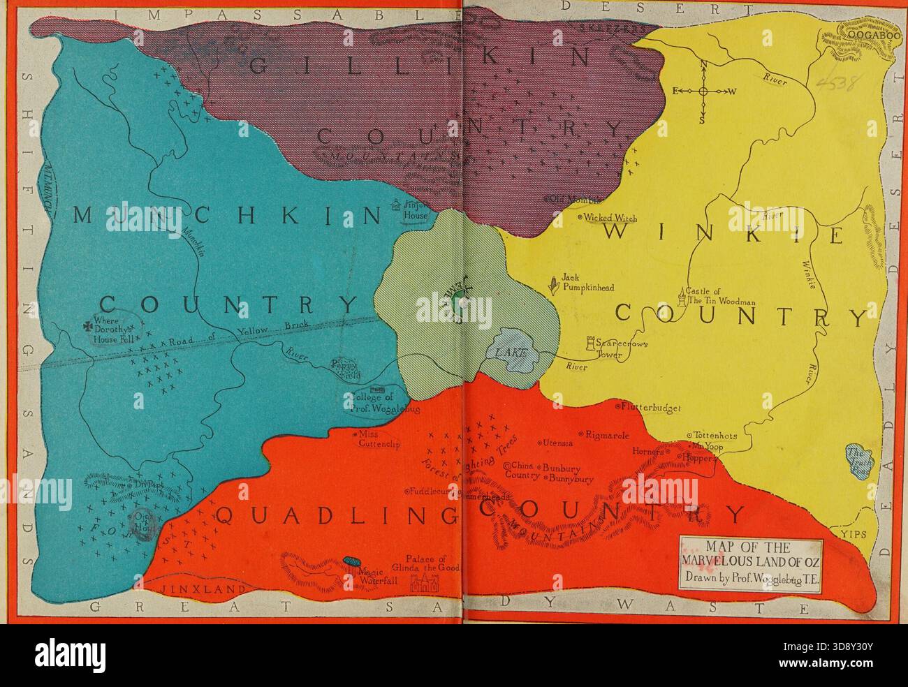 Map of the Land of Oz, the fictional realm that is the setting for L ...