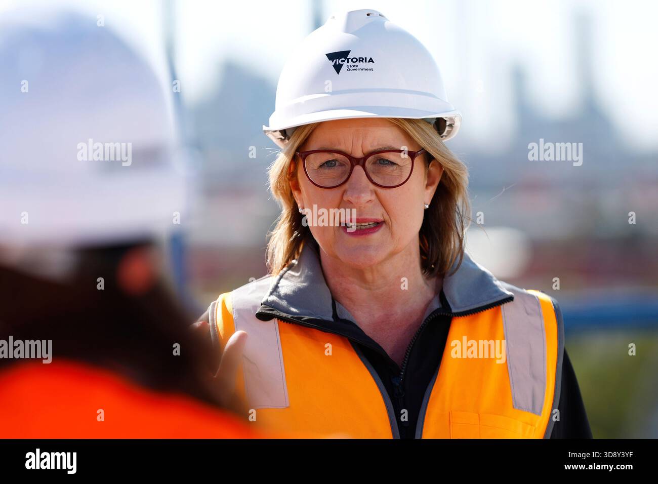 Victorian Premier Jacinta Allan speaks to media during a press ...