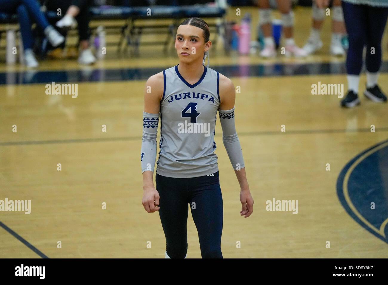 Jurupa Valley Jaguars middle blocker AB Hernandez during a high school ...