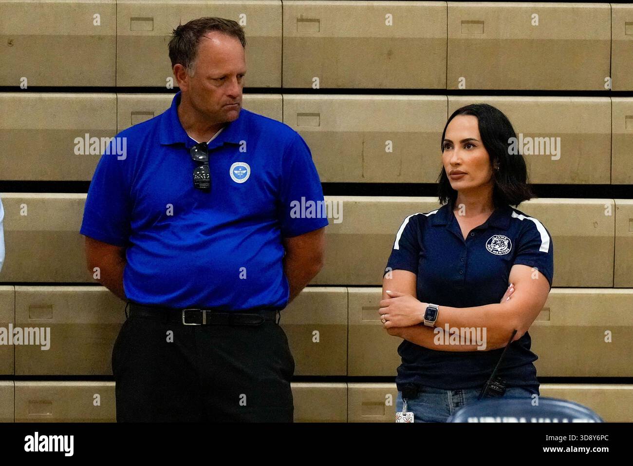Jurupa Valley High School principal Nancy Reyna and athletic director ...