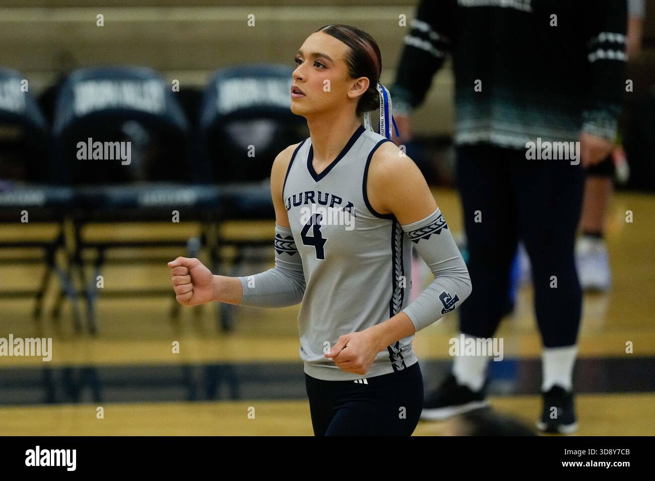 Jurupa Valley Jaguars middle blocker AB Hernandez during a high school ...
