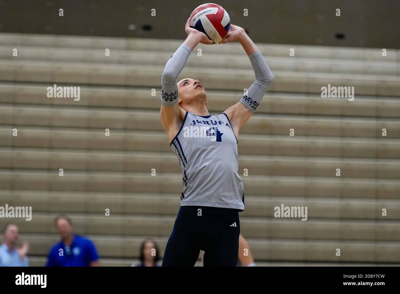 Jurupa Valley Jaguars middle blocker AB Hernandez during a high school ...