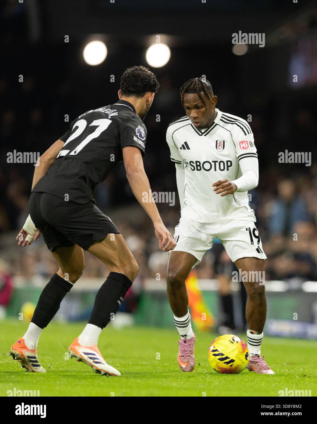 Samuel Chukwueze of Fulham on the ball during the Premier League match between Fulham and ...