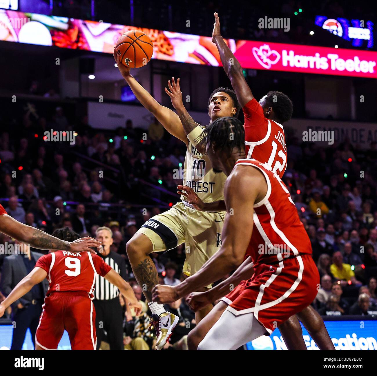 December 2, 2025: Wake Forest guard Sebastian Akins (10) goes up for ...