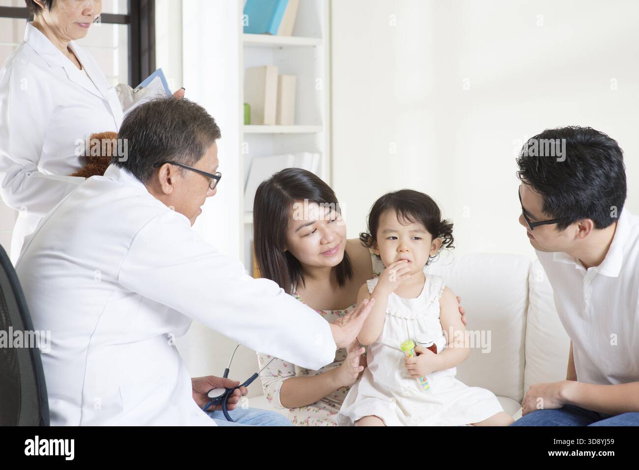 Toddler cries when consult family doctor. Pediatrician and patient ...