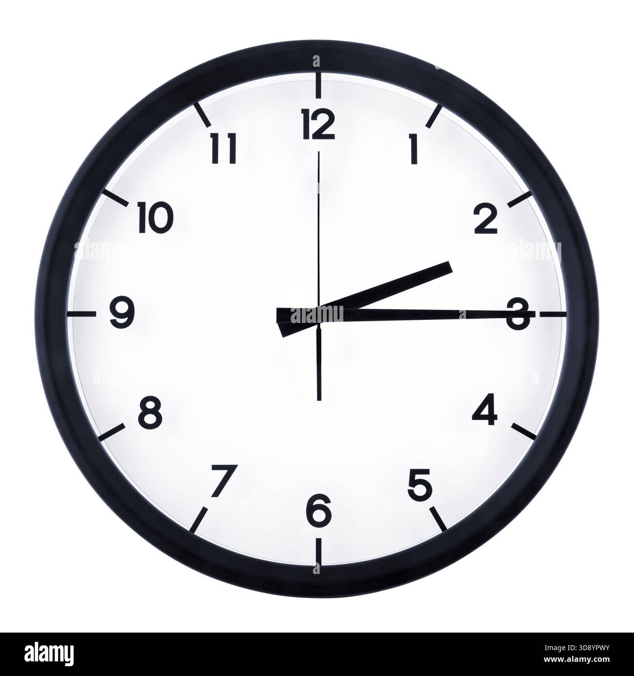 Classic analog clock pointing at two fifteen o'clock, isolated on white ...