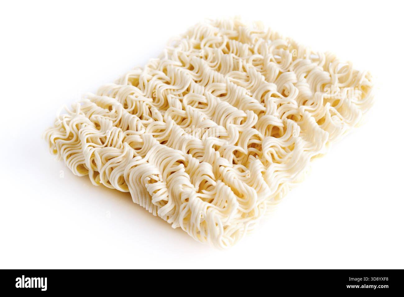 A block of Instant noodles on white background Stock Photo - Alamy