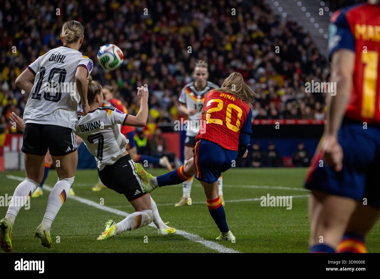 Claudia Pina of Spain in action during the second leg of the 2025 UEFA ...