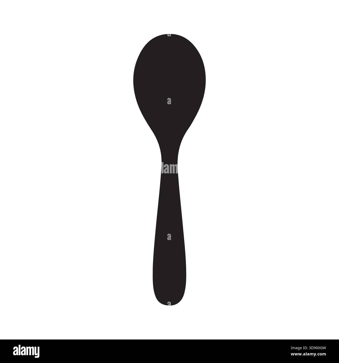 Simple outline drawing of a classic spoon with a smooth oval bowl and ...