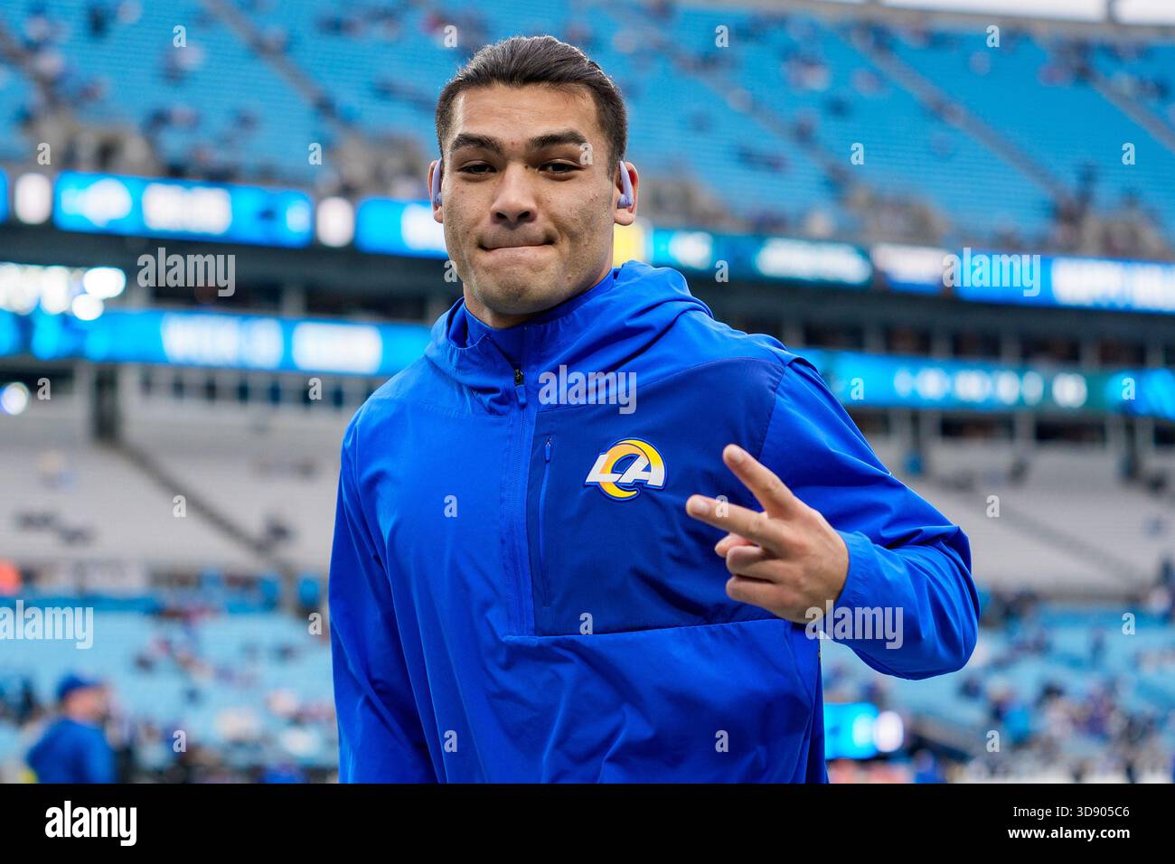 Los Angeles Rams wide receiver Puka Nacua (12) looks on before an NFL ...