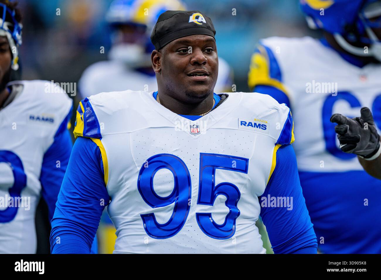Los Angeles Rams defensive tackle Poona Ford (95) looks on before an ...
