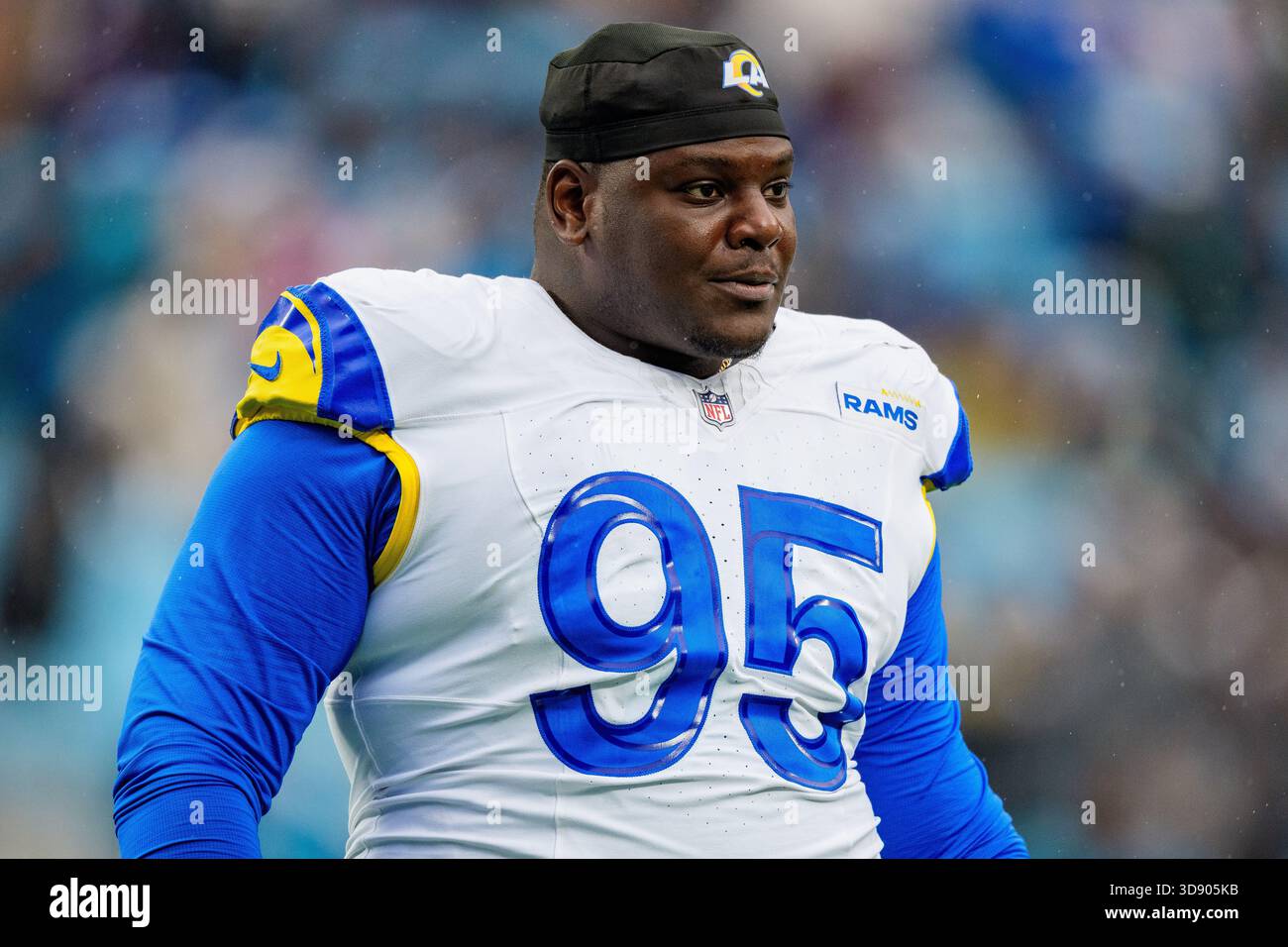 Los Angeles Rams defensive tackle Poona Ford (95) looks on during an ...