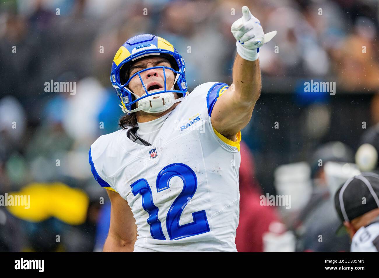 Los Angeles Rams wide receiver Puka Nacua (12) reacts during an NFL ...