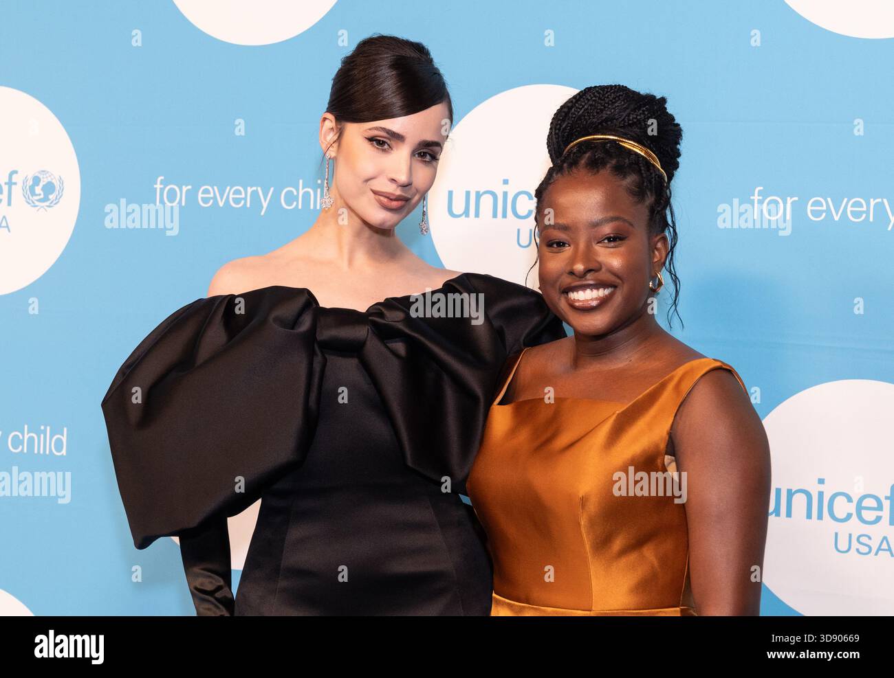 Sofia Carson wearing dress by Marc Jacobs and Amanda Gorman attend ...