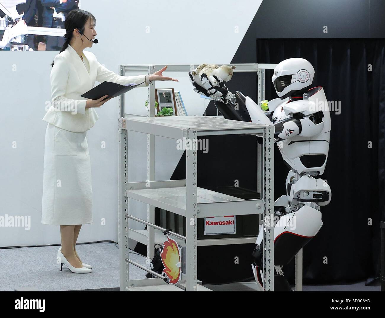 Kawasaki Heavy Industries demonstrates a humanoid robot, "Kaleido," at ...