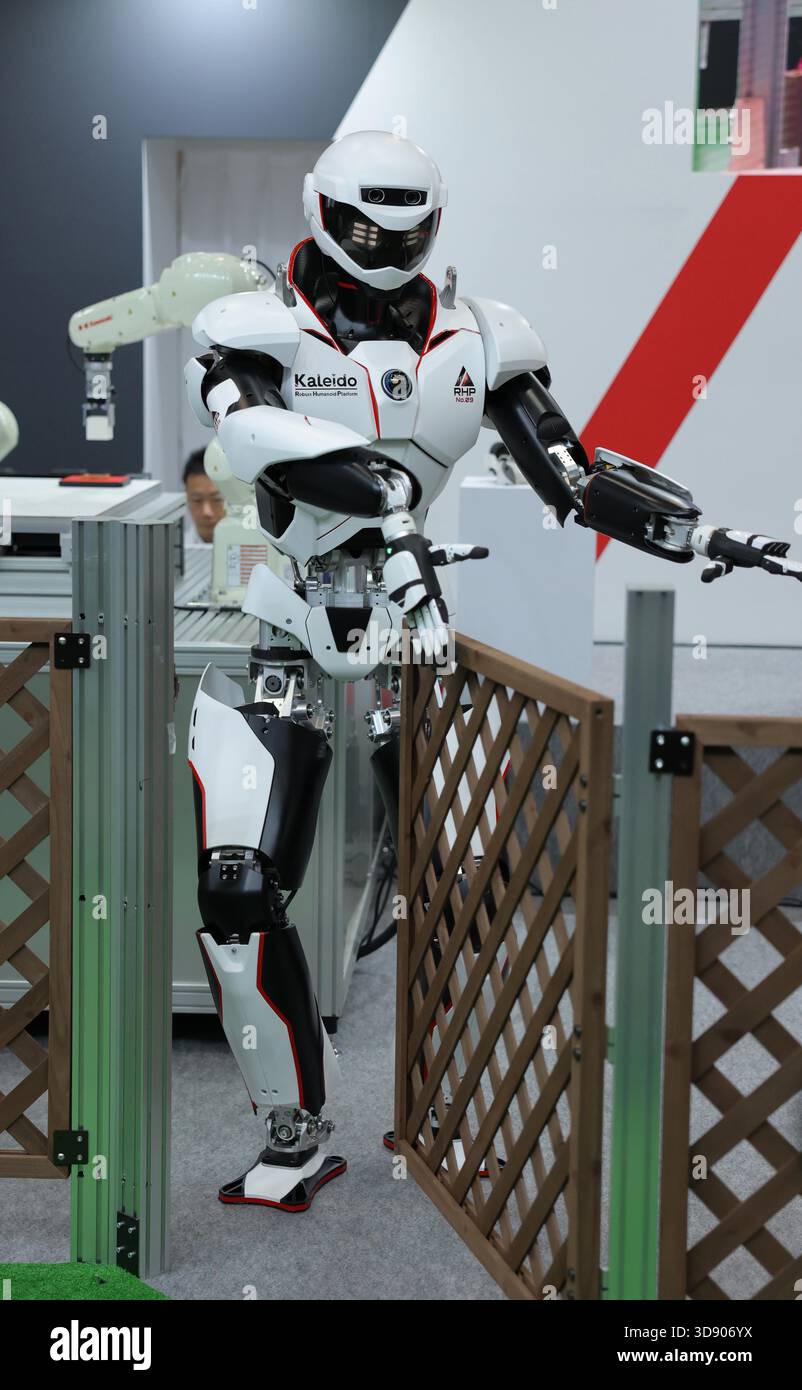 Kawasaki Heavy Industries demonstrates a humanoid robot, "Kaleido," at ...