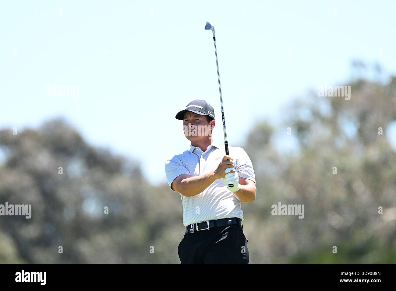 Karl Vilips of Australia plays a shot during the Pro-Am round ahead of ...