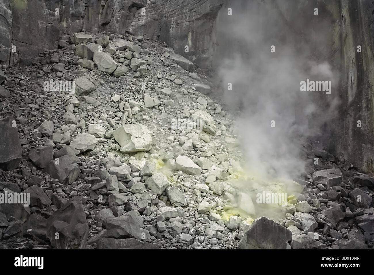Sulphur vapours coming from the crater of the majestic Gunung Sibayak ...