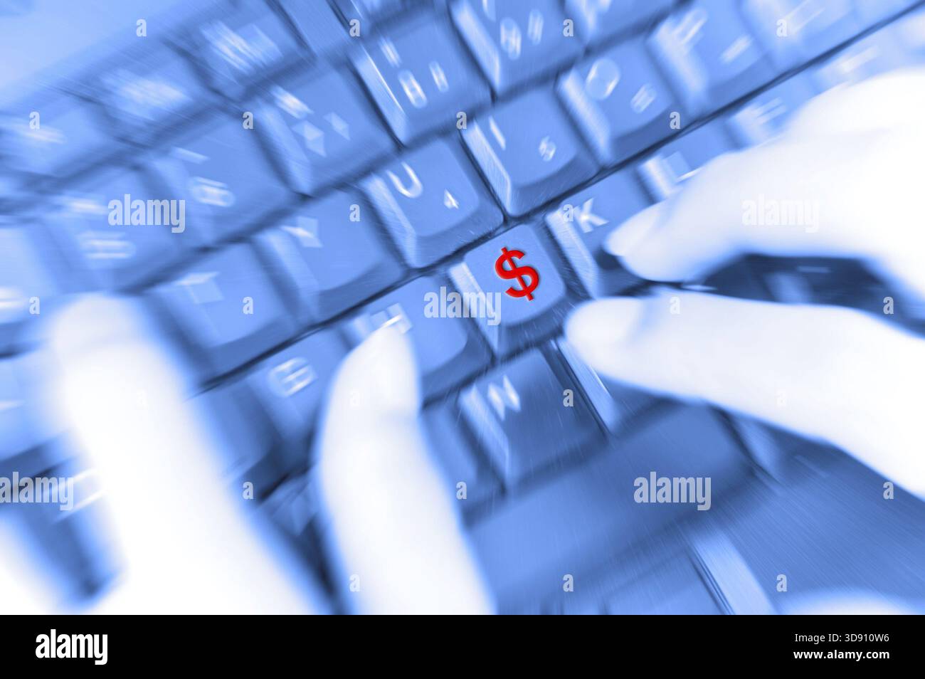 Dollar sign and finger on keyboard in motion blur Stock Photo - Alamy