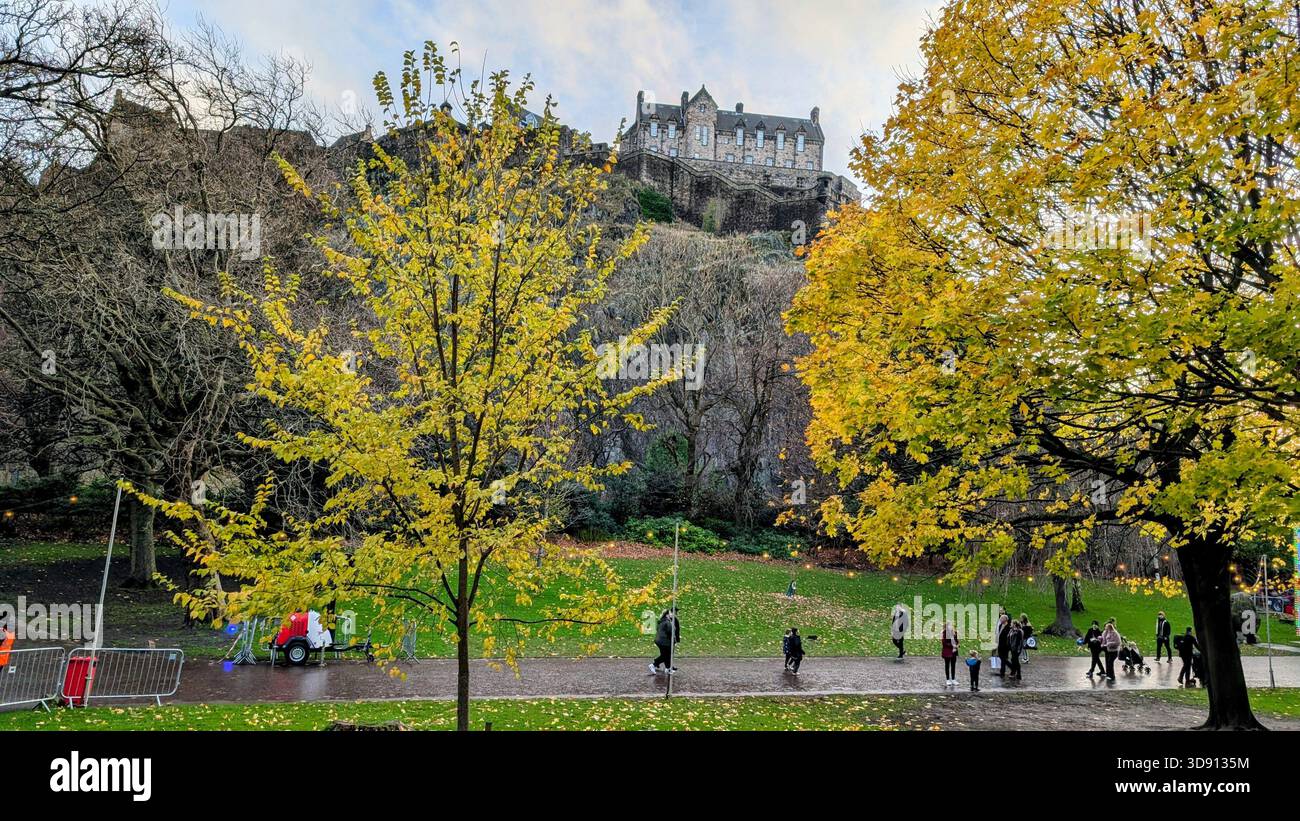 Winter colors frame Edinburgh Castle from Princes Street, blending the ...