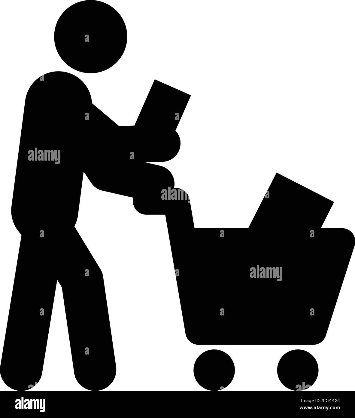 Shopping icon pictogram customer comparing products with cart in shop ...