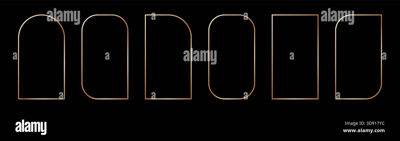 Thin golden frame set in art deco style. Luxury gold borders. Linear ...