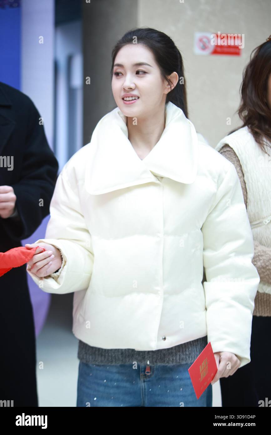 Chinese actress Guo Yuxin attends an activity in Hangzhou City, east ...