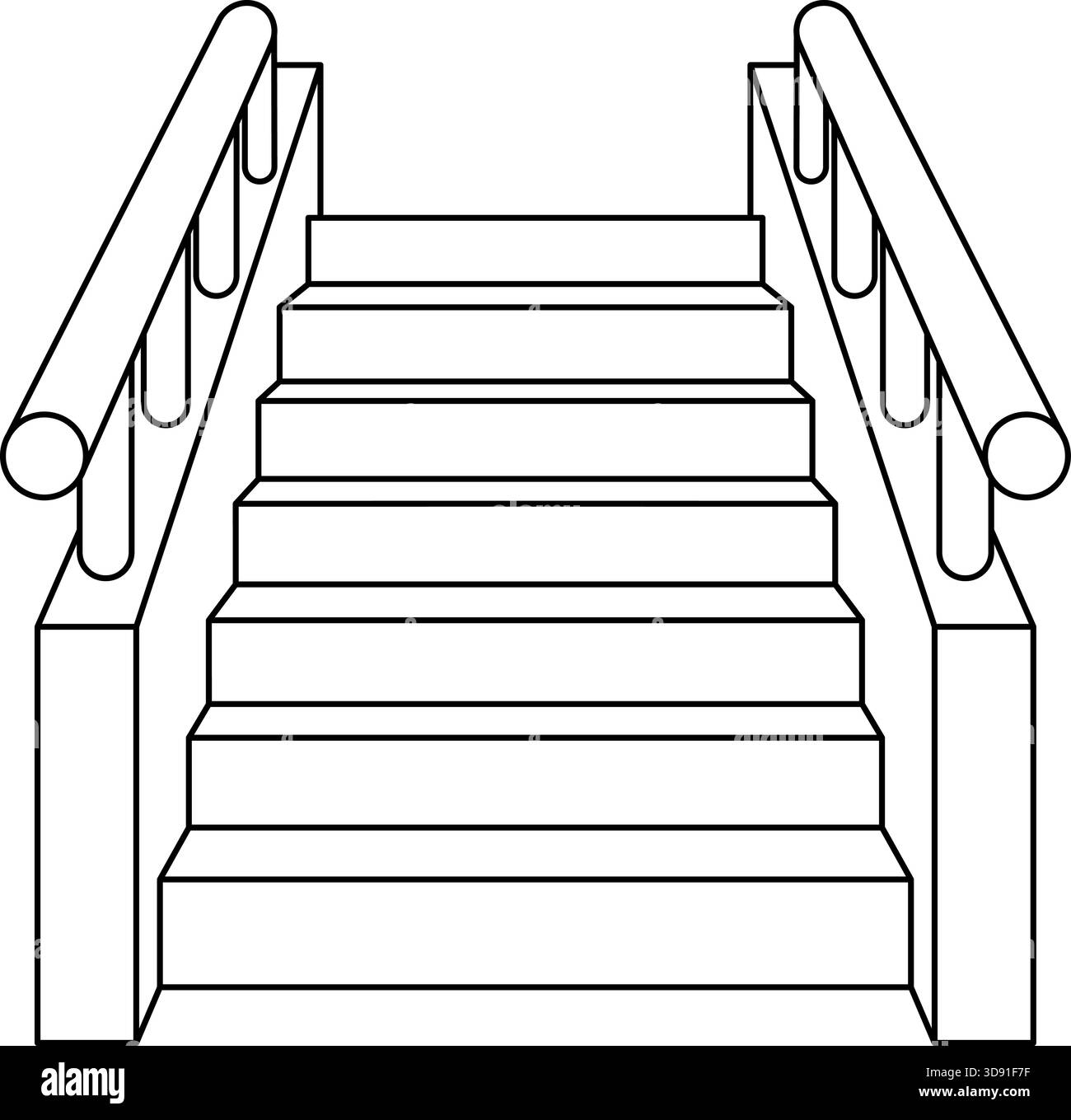 Staircase with Handrails Outline. Ideal for use in construction guides ...