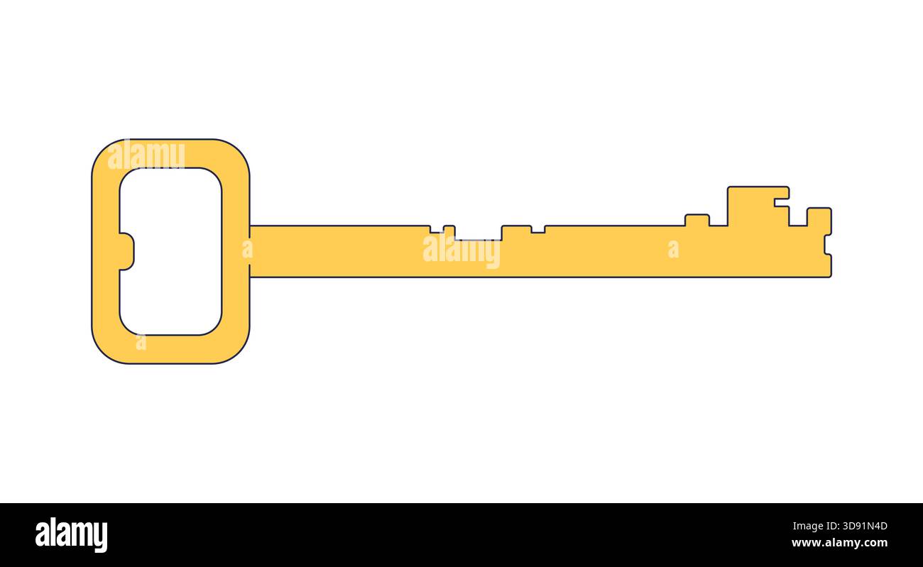 Simple yellow key 2D cartoon object Stock Vector Image & Art - Alamy