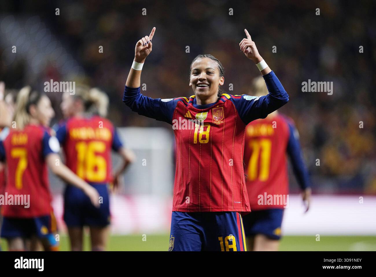 Vicky Lopez of Spain celebrates a goal during the UEFA Women's Nations ...