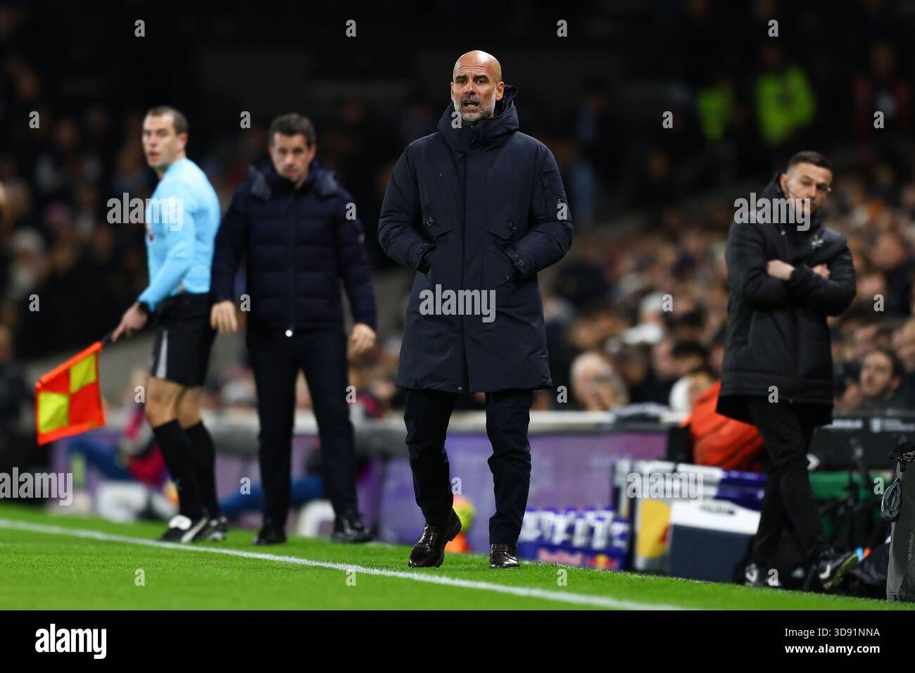 Manchester City manager Pep Guardiola reacts during the Fulham v Manchester City Premier League ...