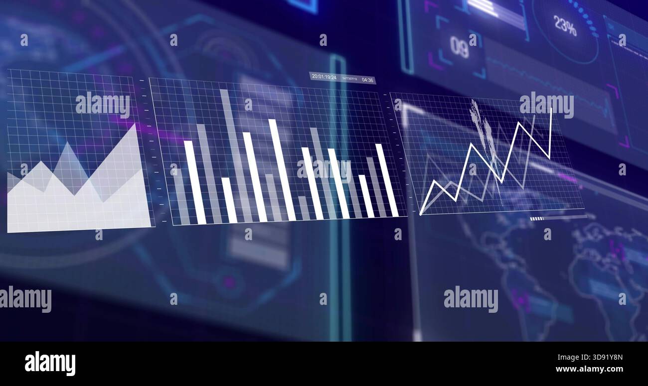 Displaying translucent dashboard panels across virtual command center ...