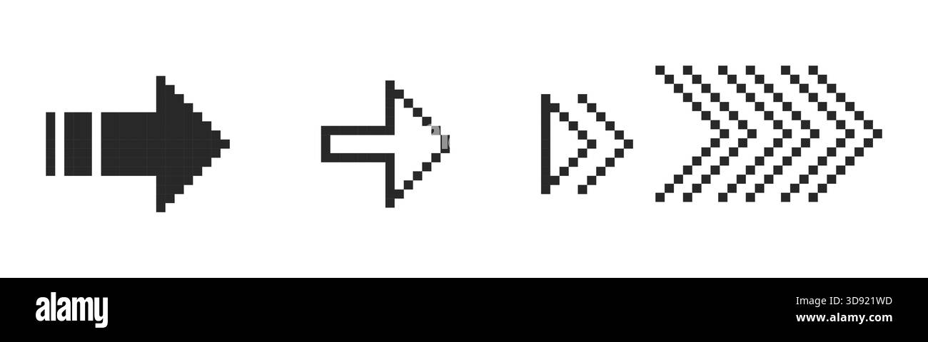 Pixel arrow set. Pixel art different directions 8 bit gaming console ...
