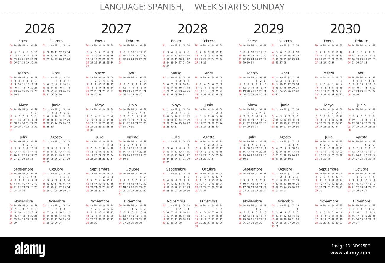 Calendario espanol 2027 Stock Vector Images - Alamy