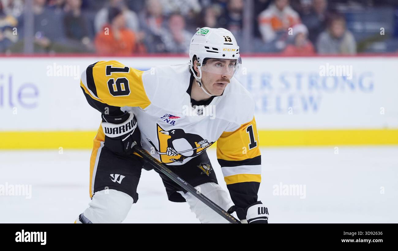 Pittsburgh Penguins' Connor Dewar plays during an NHL hockey game ...
