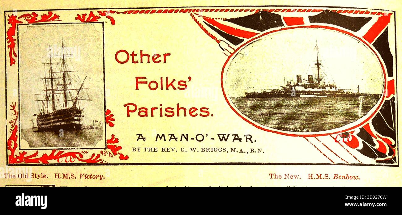 1901 A church magazine heading icomparing two old warships, the Old HMS ...