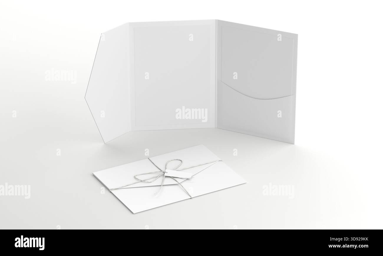 Blank tri-fold gift card folder with interior pockets and a closed ...