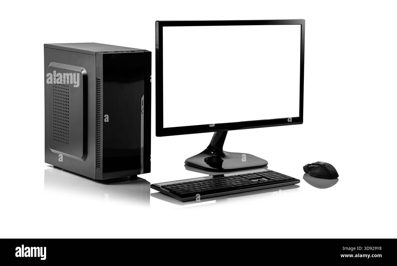 A sleek black desktop computer setup Stock Photo - Alamy