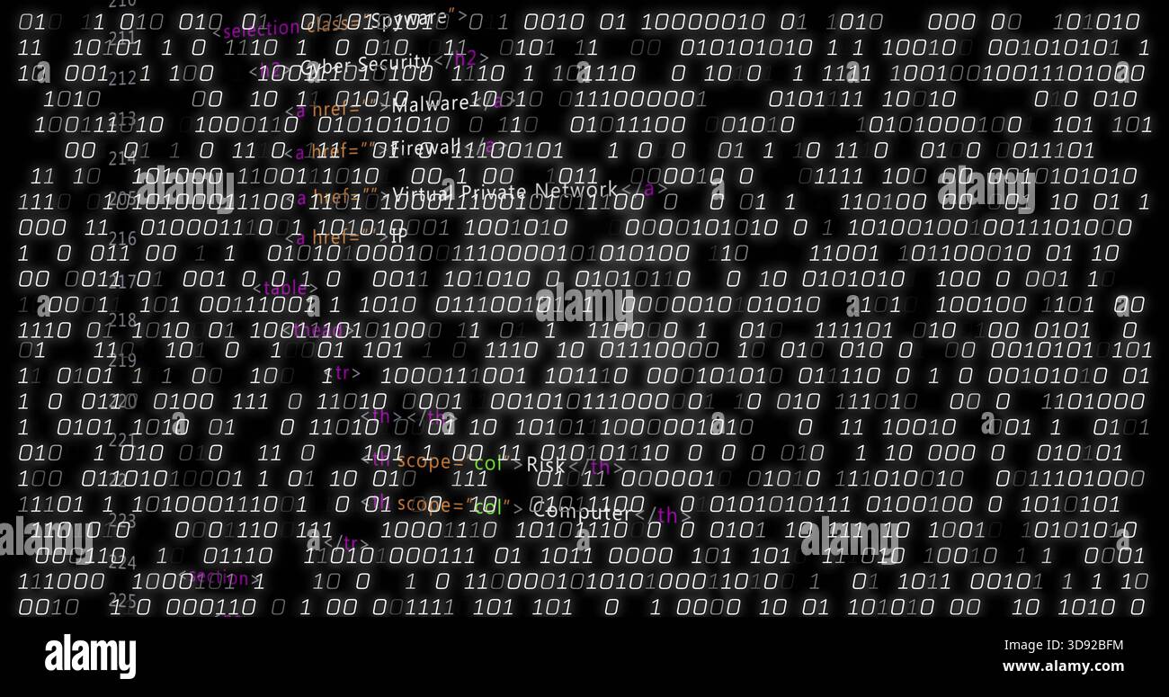 Displaying rows binary digits hi-res stock photography and images - Alamy